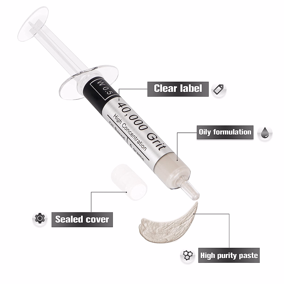 Tryuunion 40 Pcs Diamond Paste Polishing Kit with 32 Grinding Buffing Bits, 8 Oil Based Lapping Compound 1,500- Ultra Fine 120,000 Grit with Box for Metal/Coin/Stone/Jewelry/Ring Polishing