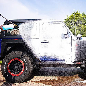 Pressure Washer Foam Gun Kit - Car Wash Short Wand with 1/4" Quick Connector, 3400 PSI Short Gun Foam Cannon + Microfiber Applicator & Sponge Mitts for Easy Cleaning 1 Liter
