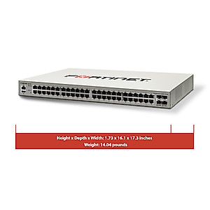 FORTINET INC. Fortinet FS 448E FPOE Ethernet Switch 48 Ports 3 Layer Supported Modular Twisted Pair, Optical Fiber Rack mountable