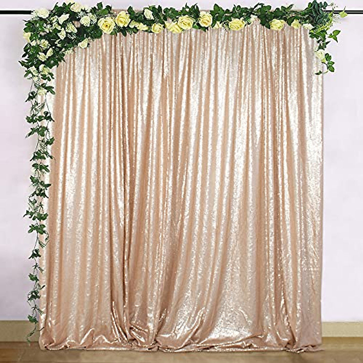 ShinyBeauty PHOTOBOOTH Background Best Choice-7FTx7FT-Champagne-Sequin Photography Backdrop Curtains for Wedding