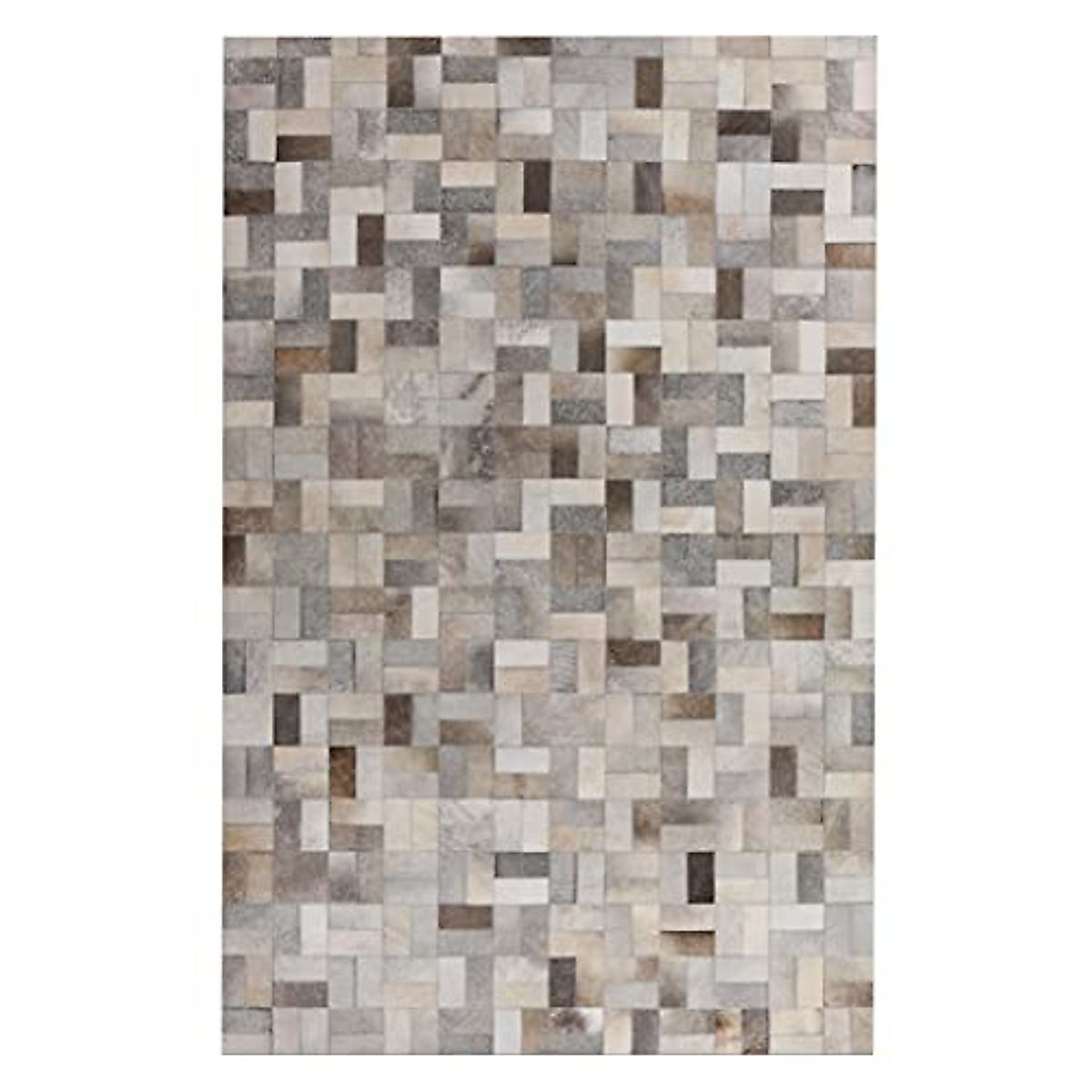 USA RUG Cowhide Grey Patchwork Home Decorative Living Room Area Rug Hand Made Cow Leather Hair (5'x8')