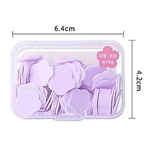 Mini Portable Travel Soap Paper Sheets,Flower Shape Disposable Paper Soap Flakes, Cleaning Washing Hand Toiletry Paper Soap Sheets(100pcs,blue)