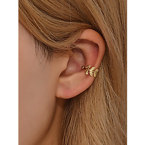 ALYXUY Gold Ear Cuff Non Piercing For Women, 14K Gold Plated Hypoallergenic Huggie Cross Ear Cuff Earrings（12pcs) (KC010-2)