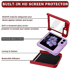 NINKI Compatible Samsung Galaxy Z Flip 5 5G Case with Screen Protector,Luxury Glitter Shiny Rhinestone Diamond Z Flip 5 Cover,Bling Samsung Flip 5 Case Sparkle Phone Case for Samsung Z Flip 5 Case Red