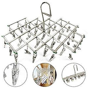 YITAQI Clothes Drying Rack with 35 Clips,Drying Stainless Steel Draining Folding Underwear Hooks Hanger Socks Clip Clothes Airer Dryer