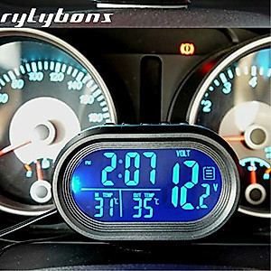 MACHSWON 3 in 1 Car Digital LED Electronic LCD Clock Thermometer Voltmeter