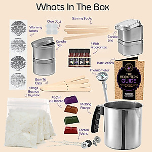 CraftZee Candle Making Kit for Adults Beginners - Soy Candle Making Kit Includes Soy Wax, Scents, Wicks, Dyes, Tins, Melting Pot & More DIY Candle Making Supplies