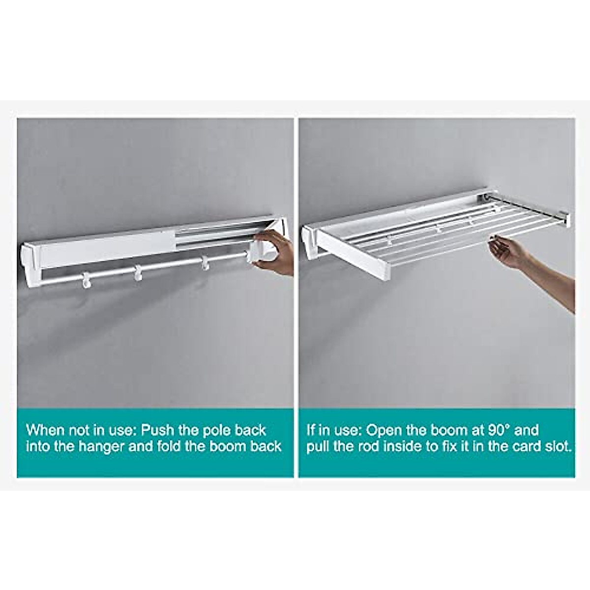 XUANIIIL Wall Mounted Drying Rack Clothing for Laundry Foldable, Collapsible Clothes Drying Rack Folding Indoor, Laundry Dryer Hanger Rack with 7 Rods, for Laundry/Bathroom