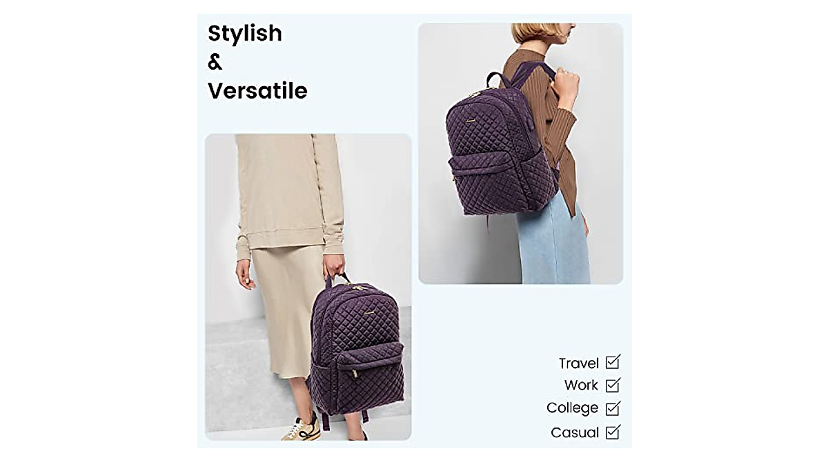 LOVEVOOK Quilted Travel Laptop Backpack for Women