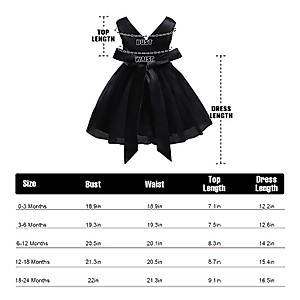 TENTIDE Baby Girl Black Dress Wedding Sleeveless V Neck A-line Bridesmaid Party Dresses Princess Tulle Ball Gown (Black,6-12 Month)