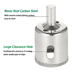 16PCS Diamond Hole Saw Drill Bits Set Kit for Ceramic, Premium Glass Drill Bit for Bottles,Pots, Marble, Granite Stone, Tile Cutting, 1/4 to 2 Inch