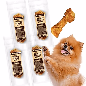 Afreschi Turkey Tendon Dog Treats for Signature Series, All Natural Human Grade Puppy Chew, Turkey Sourced from USA, Hypoallergenic, Easy to Digest, Rawhide Alternative, 40 Units/Box Bone (Small)