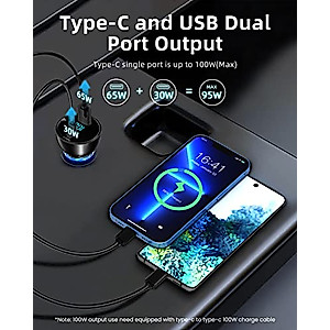 100W USB C Car Charger, Baseus PD3.0 QC4.0 PPS Super Fast Charging Type C Car Charger with LED Display Adapter for iPhone 14/13/ Pro Max Samsung Galaxy S22/S21 Ultra/Tab S8 iPad MacBook Laptop