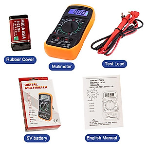 XL830L Pocket Digital Multimeter 2000 Counts Voltage Tester Home Measuring Tools Multi-Tester Test AC/DC Current, Resistance, Continuity, Frequency Backlight LCD Display with Battery