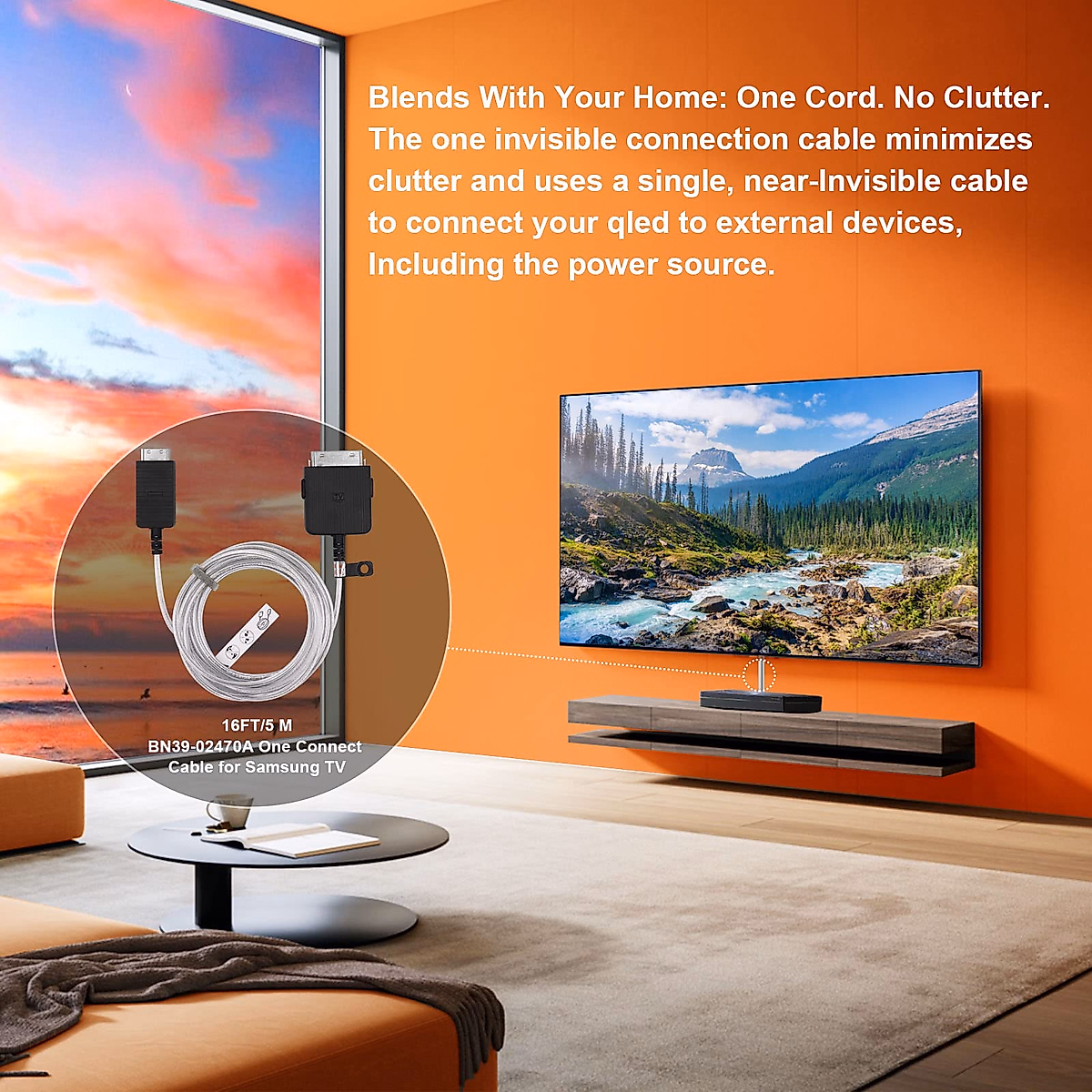 BN39-02470A Replacement One Connect Cable fit for Samsung TV QN43LS03RAF, QN43LS03TAF, QN49LS03RAF, QN50LS03TAF, QN55LS03RAF, QN55LS03TAF, QN65LS03RAF, QN65LS03TAF, QN65Q90RAF, QN75LS03TAF, QN75Q90RAF
