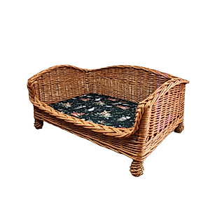 Wicker Pet Cot, Dog Bed with waterproof cushion