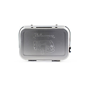 BRISA VW Collection - Volkswagen Portable Suitcase Grill with Grill Grate, Charcoal Catcher & Stainless Steel Handle in T1 Bus Design (Silhouette/Silver)