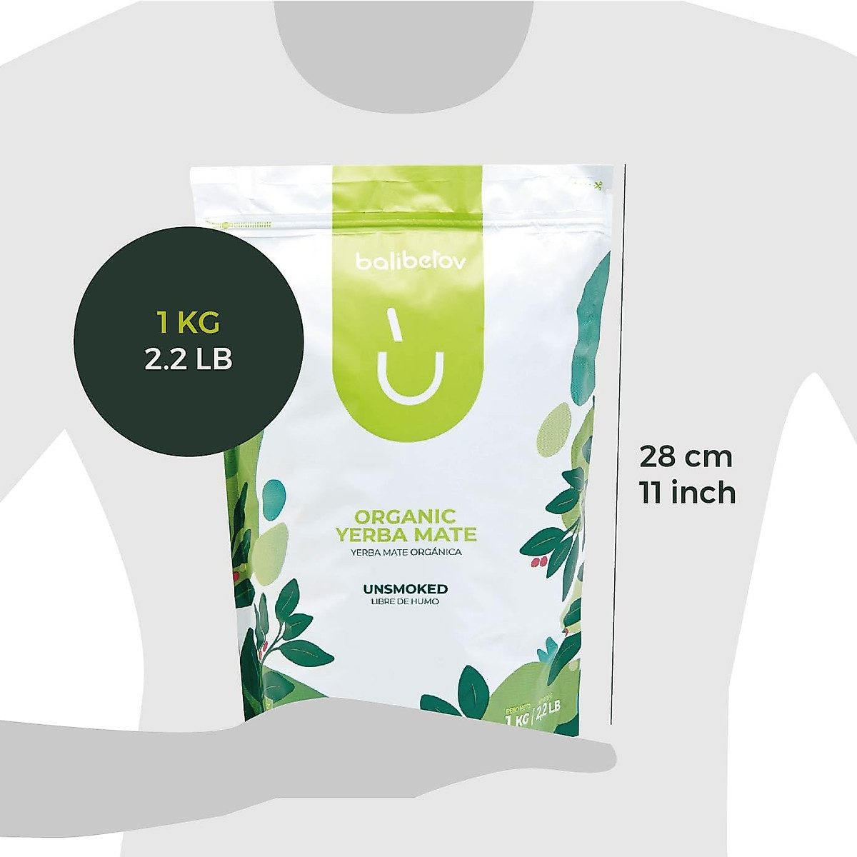 2.2 LB BALIBETOV Organic Yerba Mate Tea - Unsmoked Yerba Mate Pure Loose Leaf Tea - 1 Kg (2.2 LB)