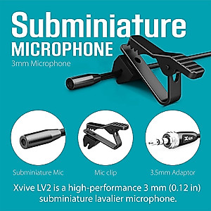 Xvive LV2 Professional-Grade Wearable Microphone for Wireless Lavalier Microphone System for Camera
