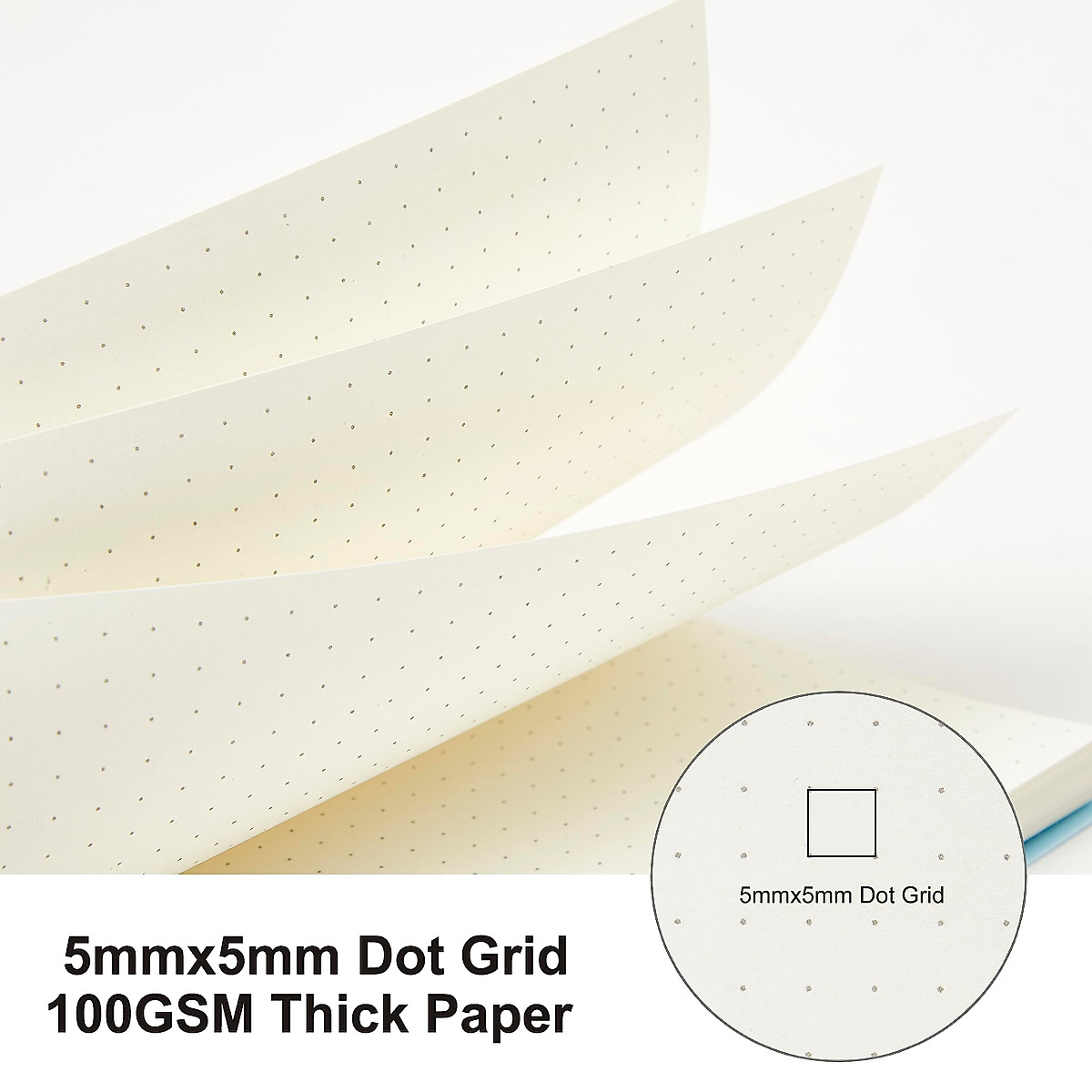 MSTONAL 3 Pack Small Spiral Notebook, A6 Dotted Notebook 4.3" x 5.7", 100GSM 5x5mm Dot Grid, 80 Sheets/160 Pages, Small Dotted Spiral Notebooks Journals for Writing, Sketch Book