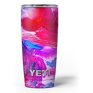 Design Skinz Splatter Blue and Red Oil - Skin Decal Vinyl Wrap Kit Compatible with The Yeti Rambler Cooler Tumbler Cups
