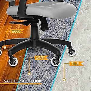 Office Chair Caster Wheels for All Floors - Set of 5 Silicone Replacements with Universal Fit Standard Stem Diameter
