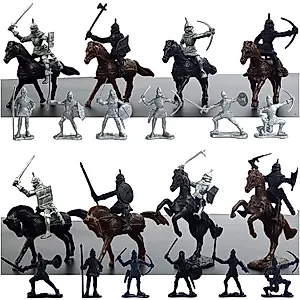 28 Pieces Knight & Horses Soldier Toys Army Men Action Figures, 3 Inch