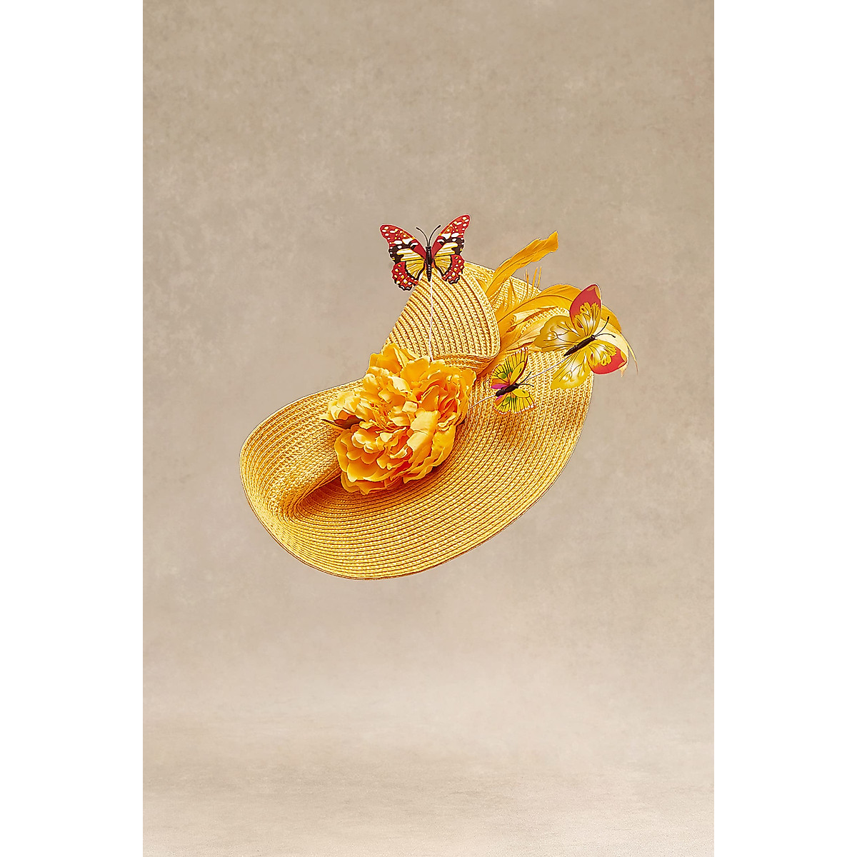 BABEYOND Tea Party Fascinator Hat for Women Kentucky Headwear Derby Pillbox Wide Brim Church Hat for Cocktail Wedding