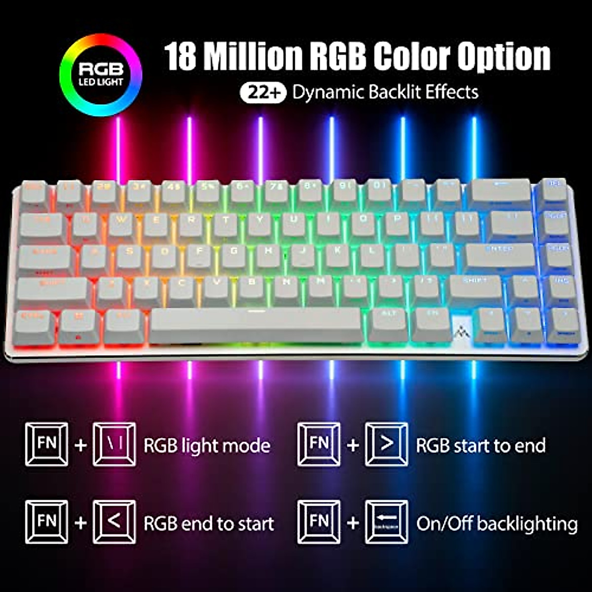 tieti 2.4GHz Wireless/Bluetooth/Mechanical Gaming Keyboard, Hot Swappable Keyboard with RGB Backlit, Full Keys Programmable, 4200mAh Battery, Cherry MX Red Switches