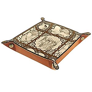 Lyetny Ancient Boudoir Storage Box Candy Holder Sundries Tray Desktop Storage Organizer Convenient for Travel,16x16cm