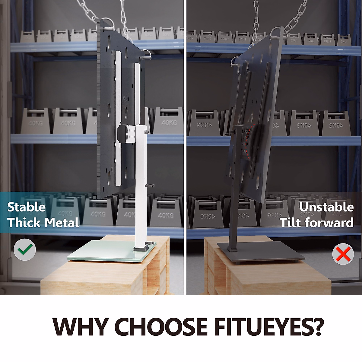 FITUEYES Universal TV Stand White for 27-55 Inch TV - Table Top TV Stand Mount with Glass Base, Pedestal TV Mount Stand for Bedroom, Living Room, Height Adjustable, Holds 88lbs