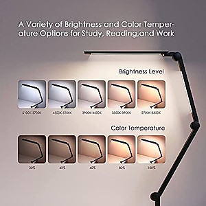 IKAYAA LED Desk Lamp Table Lamp Reading Lamp with Remote Control/Base/Arm Light, Task Lamp with 25 Lighting Modes, Auto Timer, Foldable Eye-Caring Office Lamp for Living Room, Dorm, Home, Office