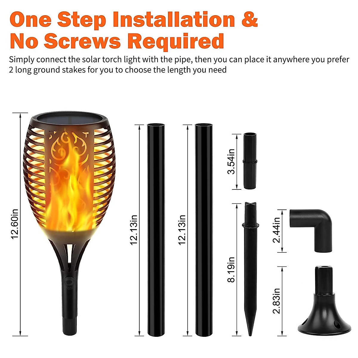 XCJC 4 Solar Torch Lights Outdoor: 96 Led Powered Dancing Flickering Garden Flame Landscape Lighting Backyard Patio Large Chrismas Yard Decorative Lantern Auto On/Off Dusk to Dawn Waterproof