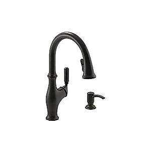 Kohler Worth Pull Down Kitchen Faucet, Kitchen Sink Faucet with Pull Down Sprayer, Oil-Rubbed Bronze, K-R11921-SD-2BZ