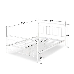 ZINUS Florence Full Panel Metal Platform Bed Frame, Mattress Foundation, No Box Spring Needed, Easy Assembly, White, Queen