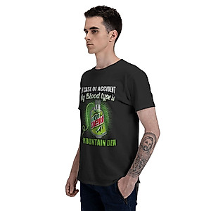 Men in Case of Accident My Blood Type is Mountain tee Dew T Shirt Crew Neck Short Sleeve Shirt, Cotton Tees Top Shirt for Man, Retro Custom Costume Tops Small Black