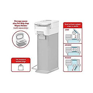 Skip Hop Diaper Pail with Dual Air-Lock, Universal Refill Bags, White