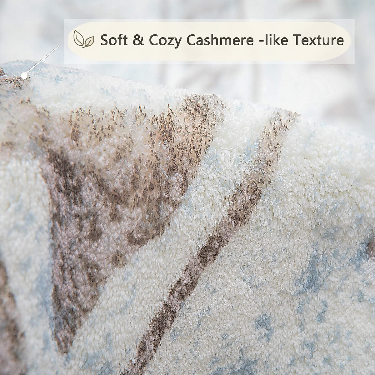 auruge Area Rug Vintage Boho Indoor Rugs Cozy & Fluffy Foldable Carpet Non-Slip Non Shedding & Machine Washable Rugs for Living Room Bedroom Dining Room,Beige & Blue,8x10