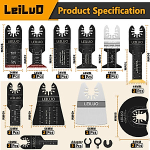 LEILUO 116 Pcs Multitool Blade Kits Cutting and Sandpaper Oscillating Tool Accessories Universal Oscillating Saw Blades with Storage Bag Compatible with DeWalt Makita Dremel and More
