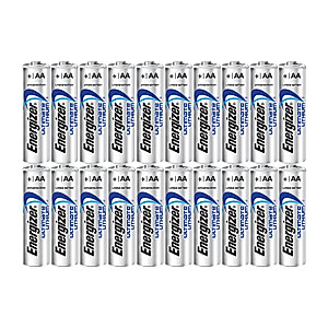 Energizer Ultimate Lithium AA Size Batteries - 20 Pack (5-4packs)