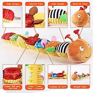 JERICETOY Baby Toys Musical Caterpillar Infant Toy with Rattle Crinkle Squeaker Tummy Time Toy Sensory Toys for Tummy Time Babies Girl Boy 0 3 6 9 12 Months Gifts