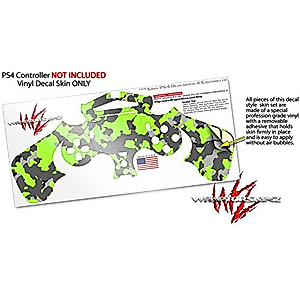 WraptorSkinz Skin Compatible with Sony PS4 Dualshock Controller PlayStation 4 Original Slim and Pro WraptorCamo Old School Camouflage Camo Lime Green (Controller NOT Included)