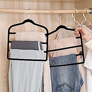 5 Pack Multifunctional Pants Rack Closet Organizer, can Put Pants Scarf tie, 4 Layer Magic Pants Rack Slack Pants Rack Save Space Non-Slip