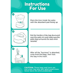 Newnice 60 Packs Disposable Potty Liners with 7oz / 200ml Absorbent Pads, Travel Potty Refill Bags Compatible with OXO Tot 2-in-1 Go Potty, Universal Potty Liners Fit Potty Chairs for Kids,Toddlers