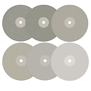 DZQ 6Pcs Diamond Flat Lap Wheel Disc Arbor Hole 8" x 1/2" Abrasive Lap 240 320 600 800 1200 3000 Grit for Cutting or Sanding Stone and Glass