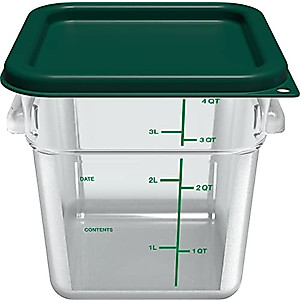 Carlisle FoodService Products CFS Squares Plastic Food Storage Container, 4 Quarts, Clear