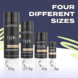 Toppik Hair Building Fibers, Black, 12g Fill In Fine or Thinning Hair Instantly Thicker, Fuller Looking Hair 9 Shades for Men Women