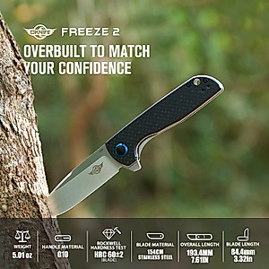OKNIFE Freeze 2 EDC Knife with Carbon Fiber Overlay Handle Bundle with Freeze 2 Folding Pocket Knfie with Copper Handle