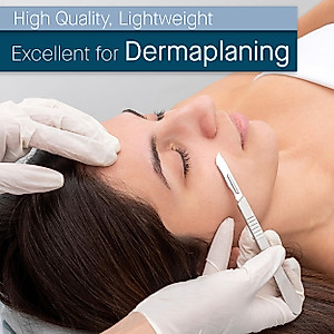 Pack of 4 Scalpel Handles + 10r Blades Dermaplaning Replacement Blades, Precision Scalpel Set