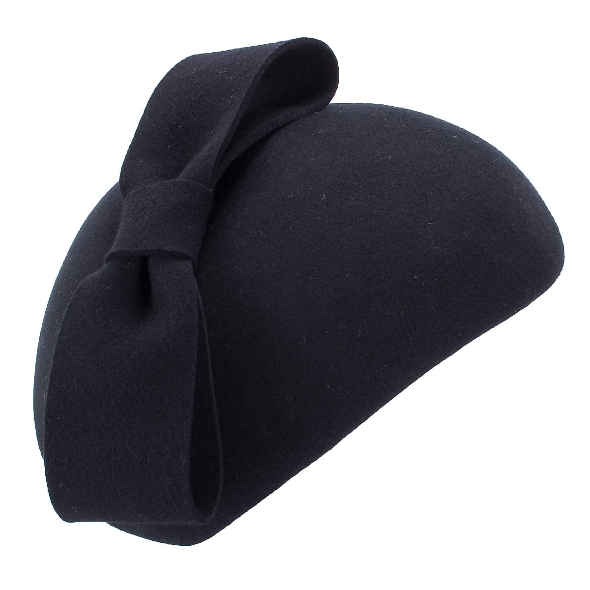 Lawliet Teardrop Women 1940s Wool Felt Fascinator Hat Bow Tam Beret Casque A568 (Black)